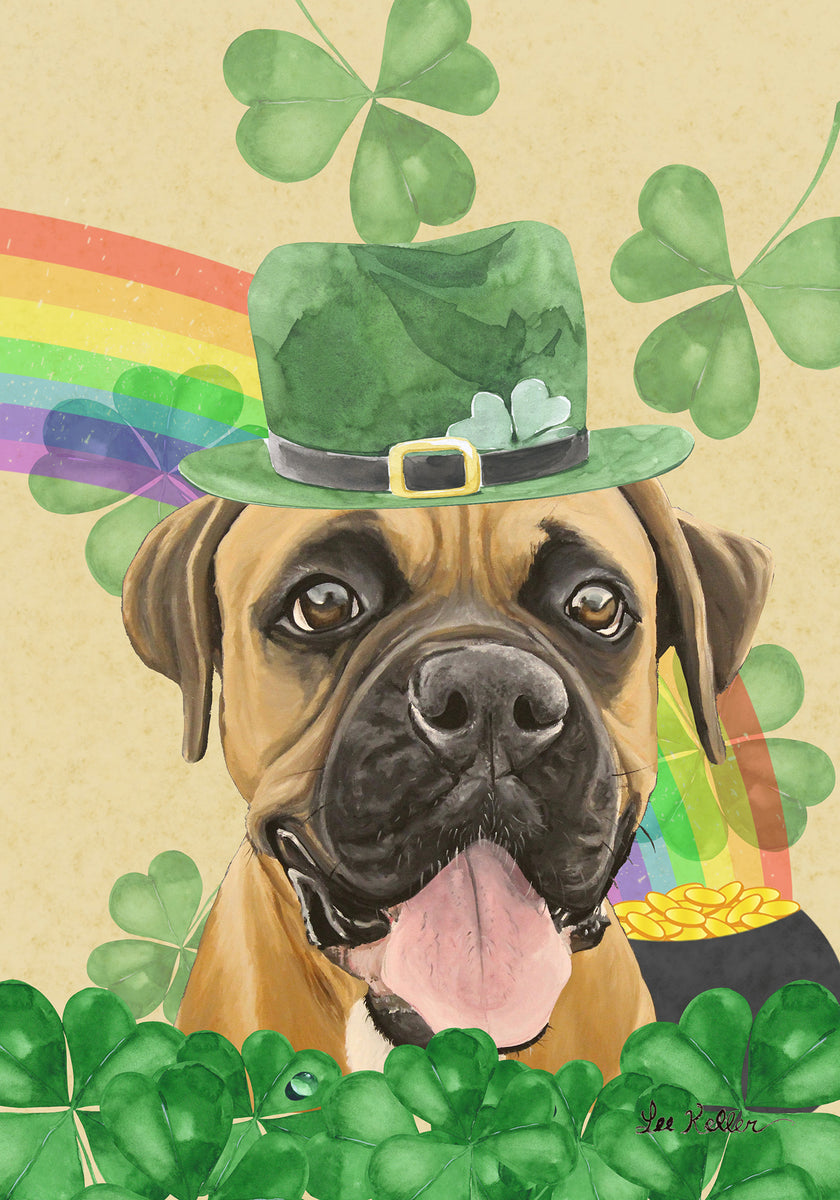 Boxer - Hippie Hound Studios Saint Patricks Day House and Garden Flags