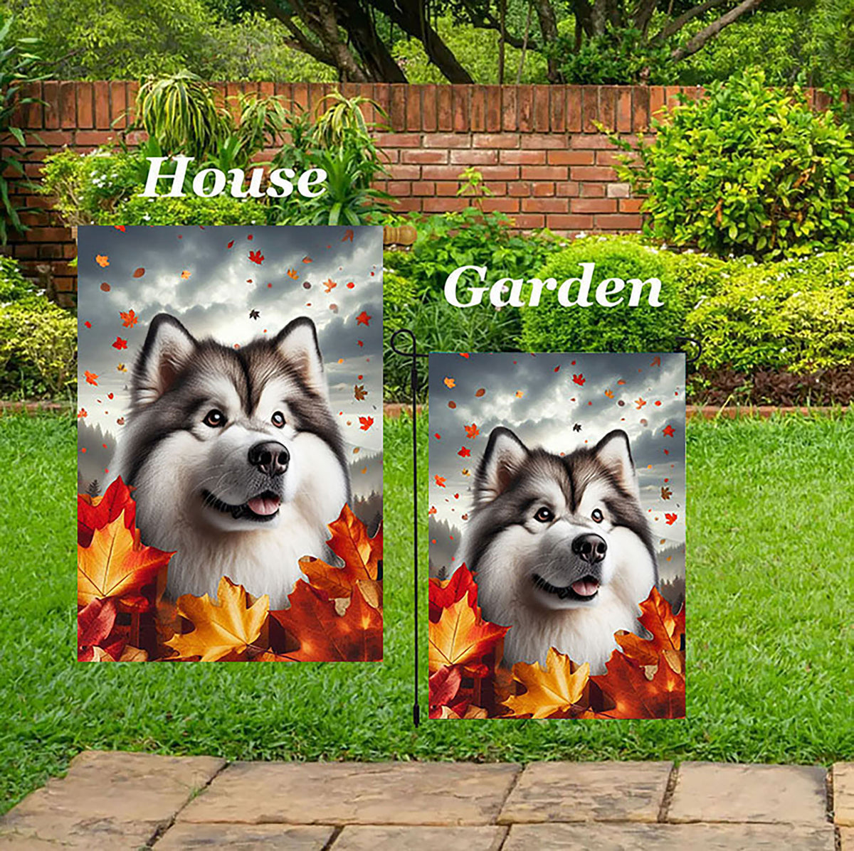 Alaskan Malamute - Best of Breed Fall Leaves Outdoor House and Garden