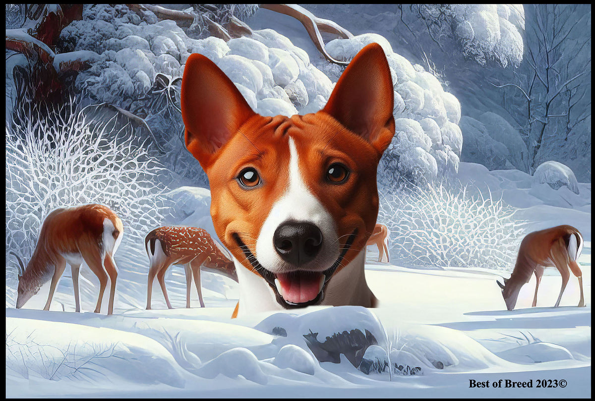 Basenji Red and White - Best of Breed Winter Wonderland Floor Mat Tuft
