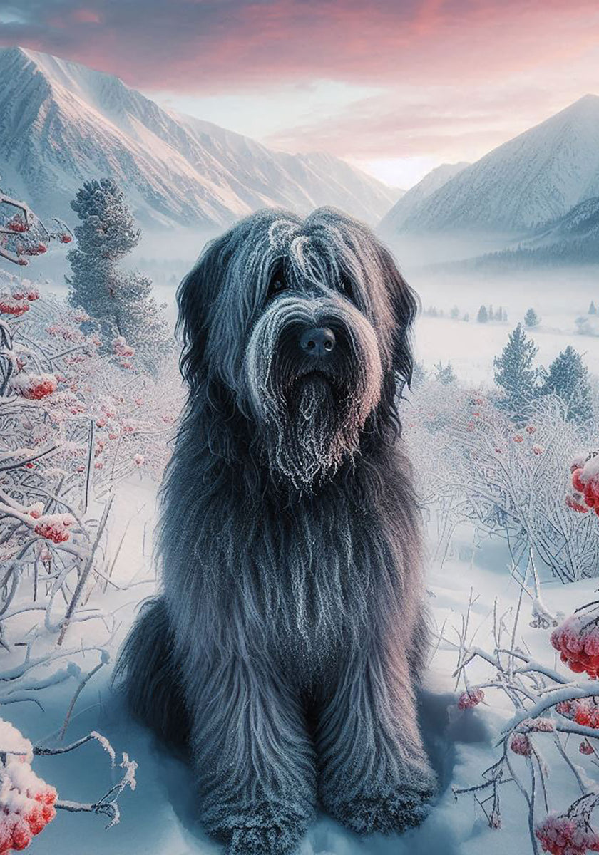 Briard Grey - Best of Breed DCR Winter Berries Outdoor House and Garde