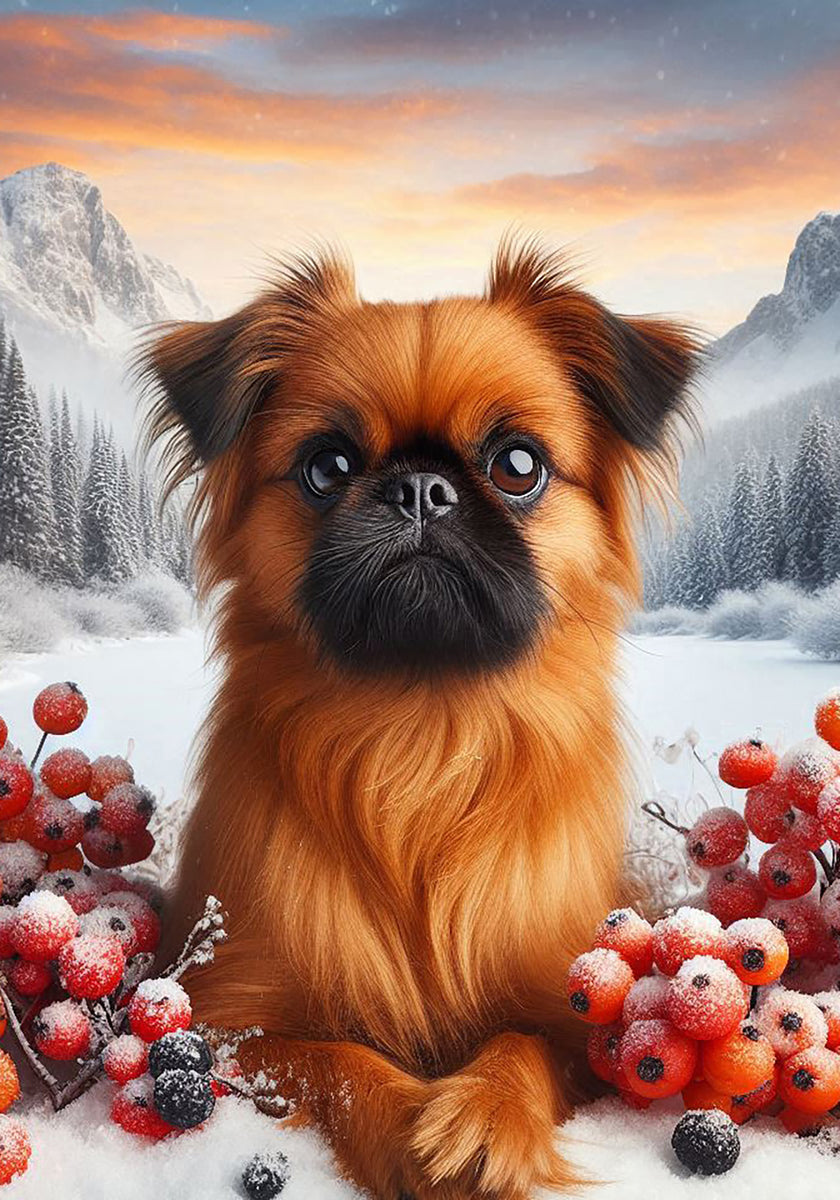 Brussells Griffon Tan - Best of Breed DCR Winter Berries Outdoor House