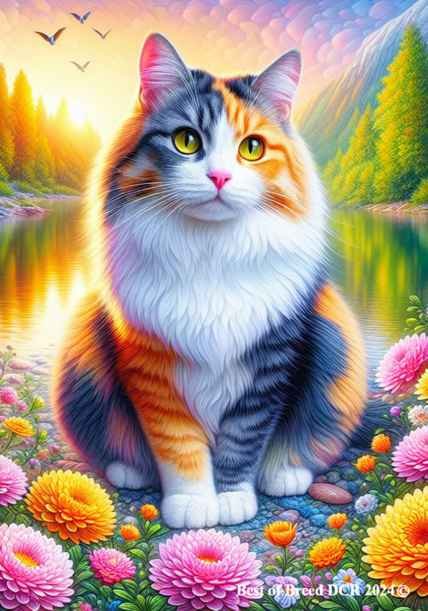 Calico Cat - Best of Breed DCR Spring House and Garden Flag