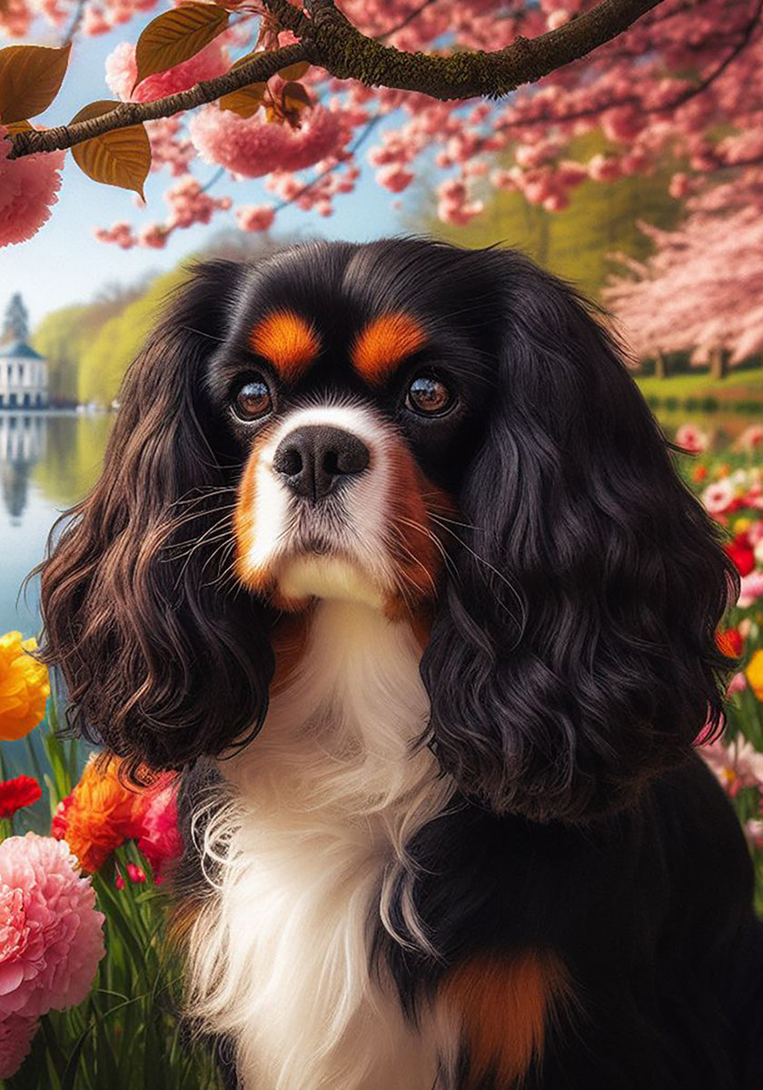 Cavalier King Charles Tri - Best of Breed DCR Spring Outdoor Flag