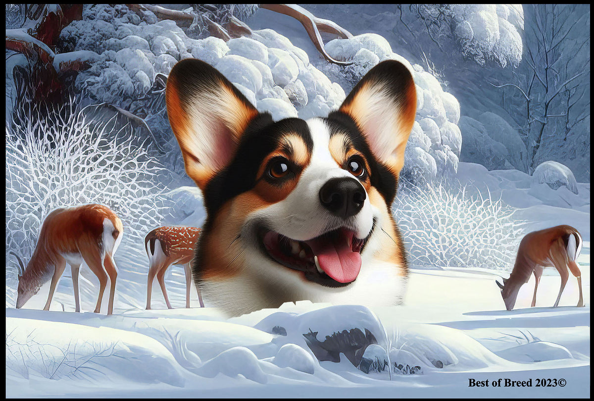 Corgi Cardigan Tri - Best of Breed Winter Wonderland Floor Mat Tufted