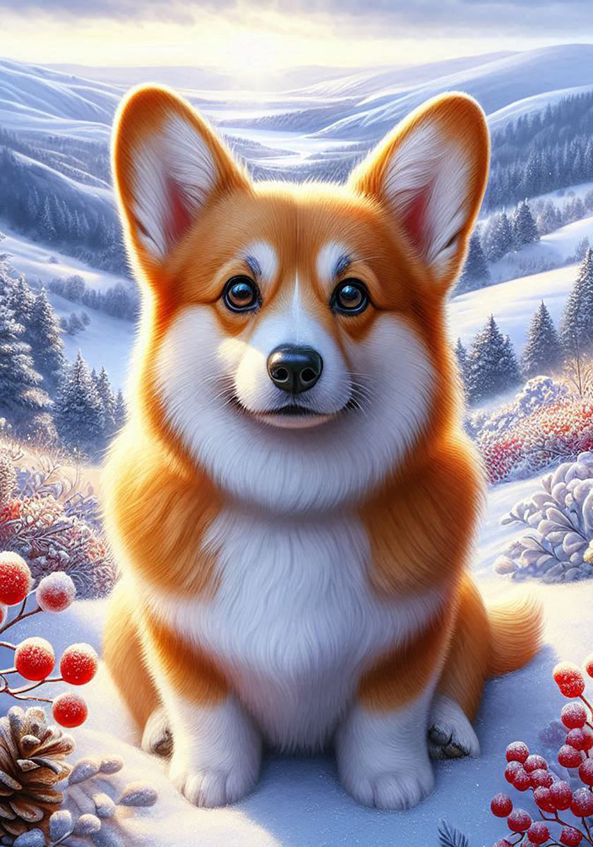Corgi Pembroke Fawn - Best of Breed DCR Winter Berries Outdoor House a