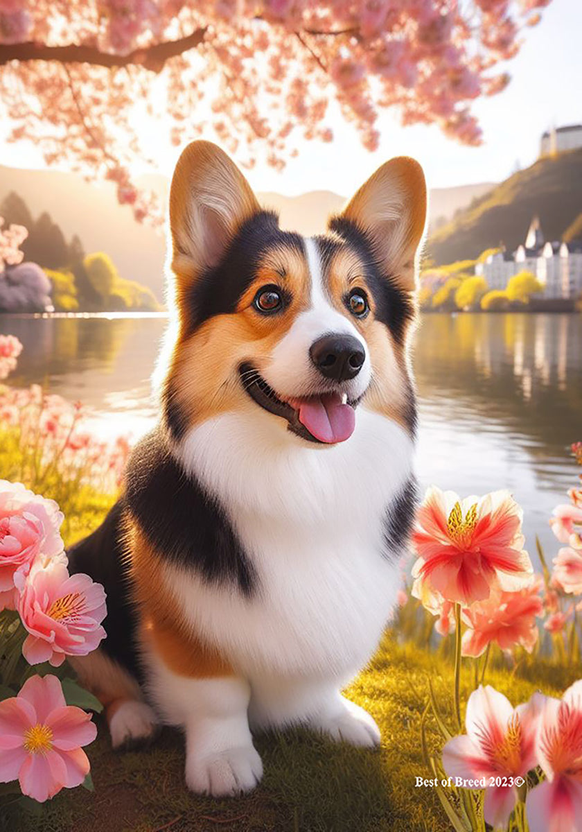 Corgi Pembroke Tri - Best of Breed DCR Spring Outdoor Flag