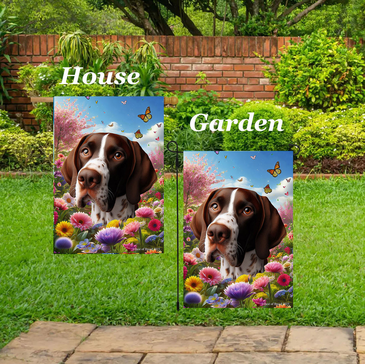 English Pointer Liver/White - Best of Breed Spring Butterflies Outdoor