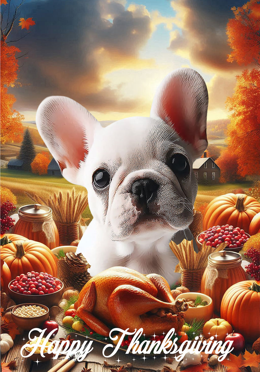 French Bulldog White - Best of Breed Thanksgiving Outdoor House and Ga