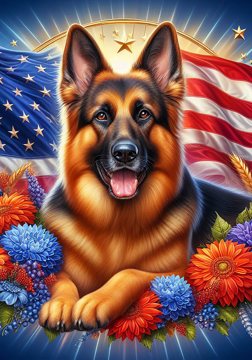 German Shepherd - Best of Breed DCR Patriotic I Outdoor Flag