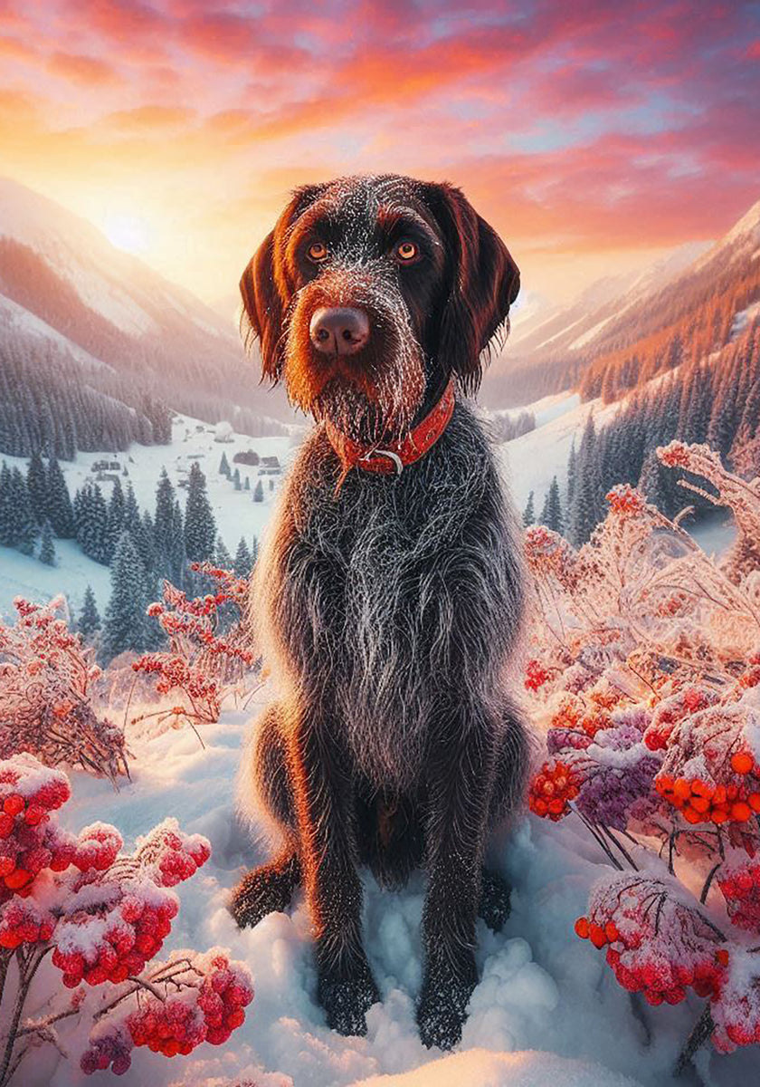 German Wirehaired Pointer - Best of Breed DCR Winter Berries Outdoor H