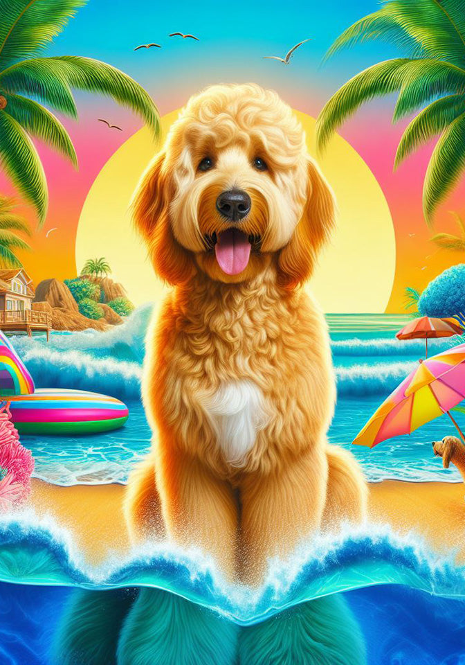 Goldendoodle Blonde - Best of Breed DCR Summer Outdoor Flag