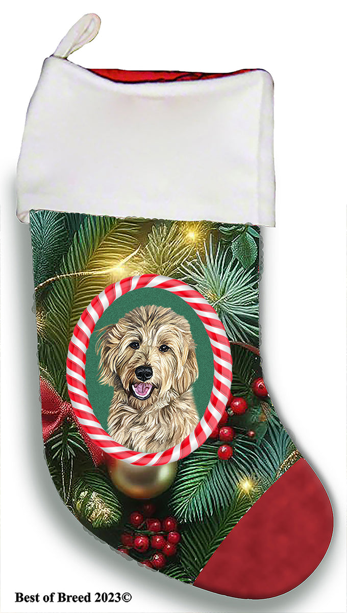 Goldendoodle Blonde - Best of Breed Christmas Stocking 13.5" Red Gamin