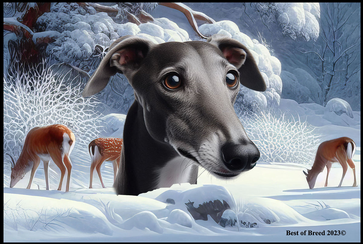 Greyhound Grey - Best of Breed Winter Wonderland Floor Mat Tufted Loop
