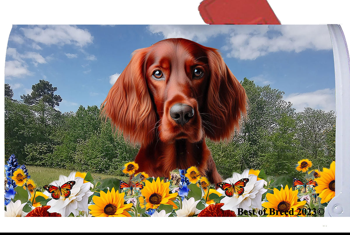 Irish Setter - Best of Breed Summer Flowers Mailbox Cover Hi-Grade Vin
