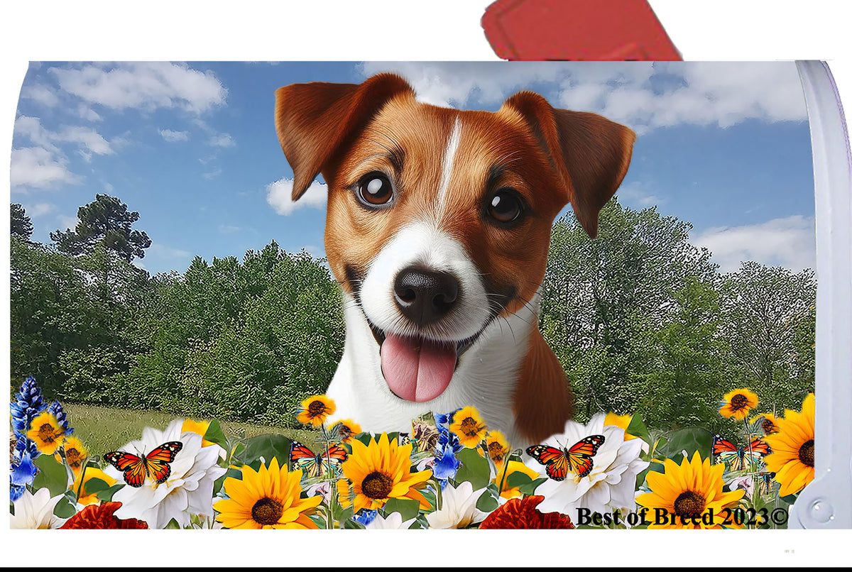 Jack Russell - Best of Breed Summer Flowers Mailbox Cover Hi-Grade Vin
