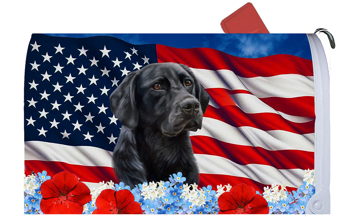 Black Labrador - Best of Breed Patriotic Mailbox Cover Hi-Grade Vinyl