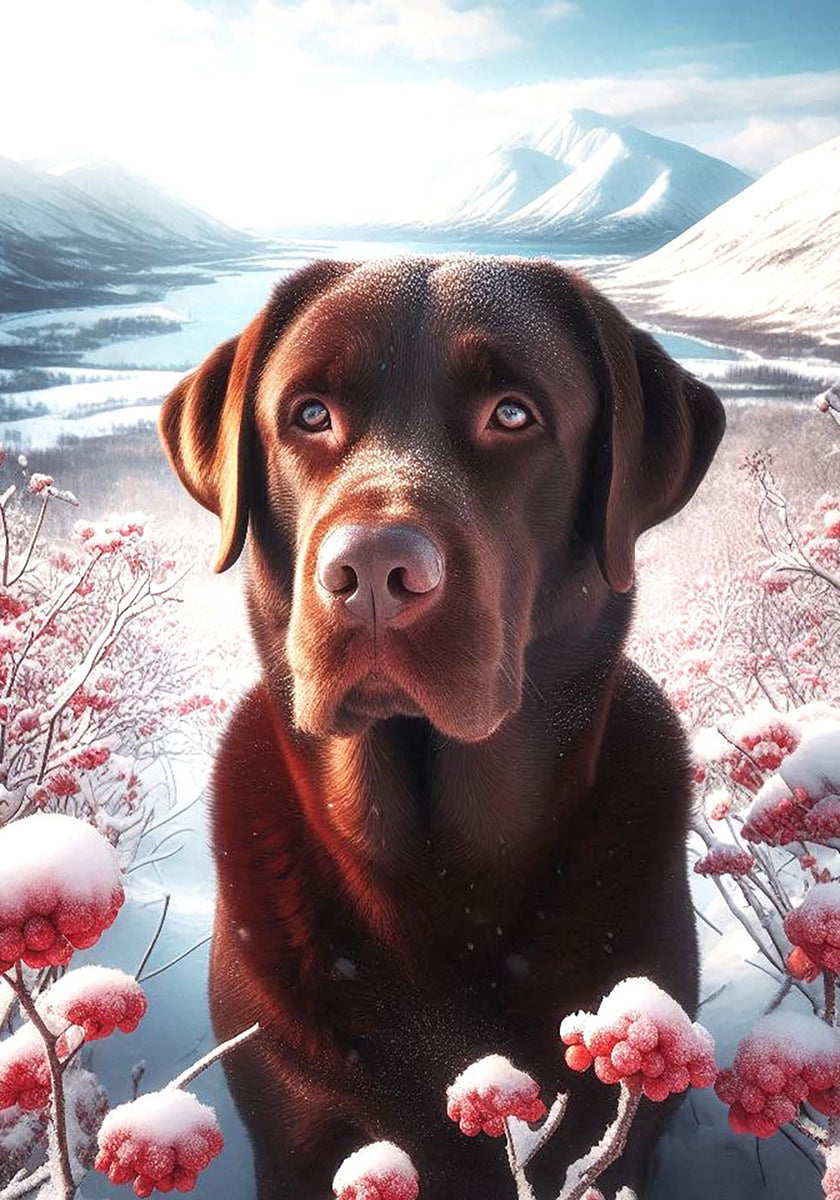 Chocolate Labrador - Best of Breed DCR Winter Berries Outdoor House an