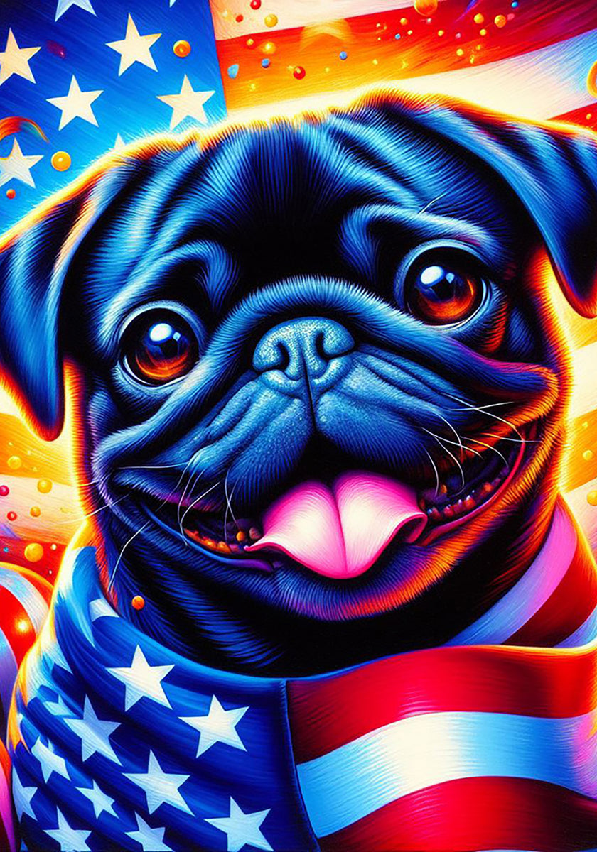 Pug Black - Best of Breed DCR Patriotic I Outdoor Flag