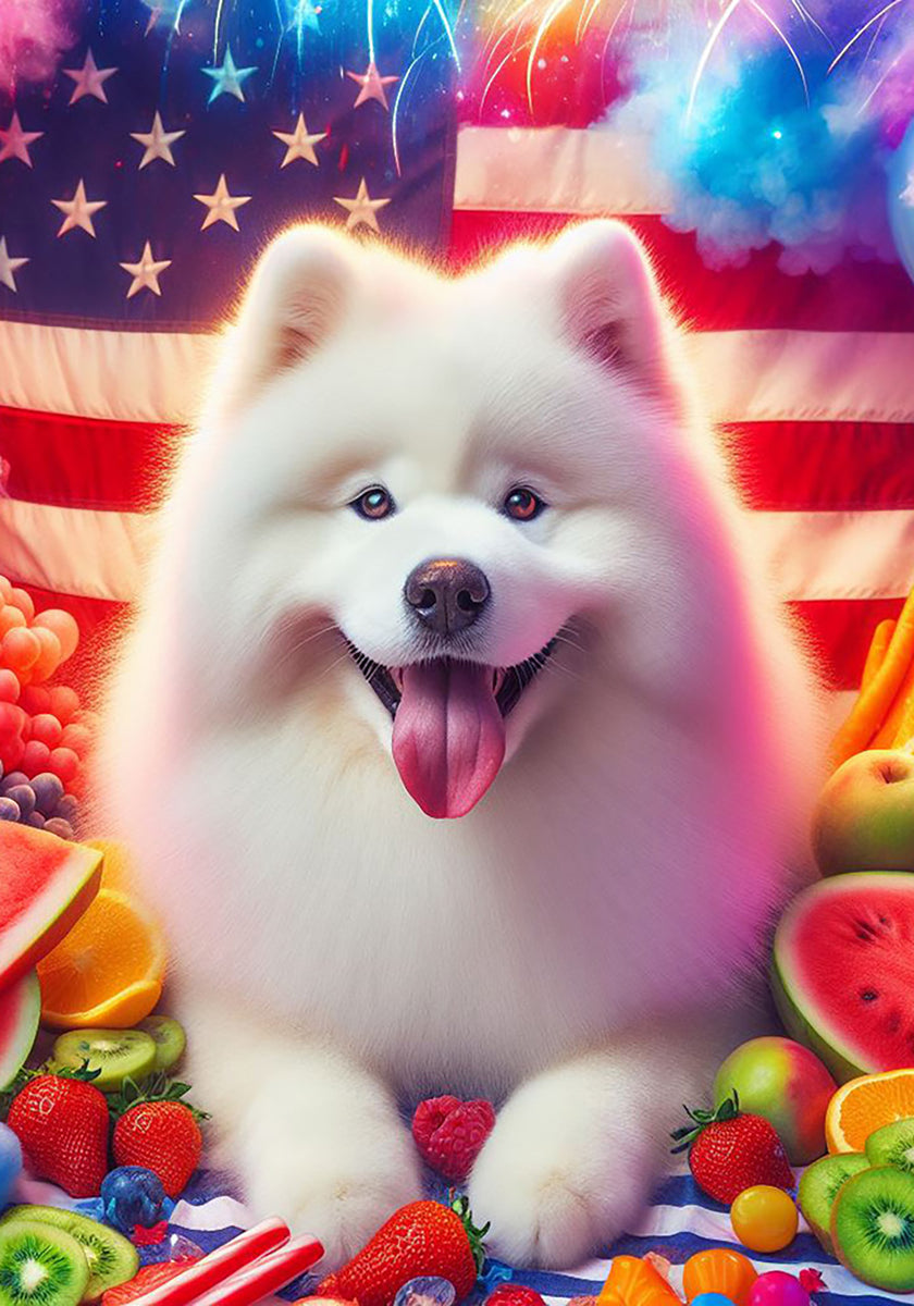 Samoyed - Best of Breed DCR Patriotic I Outdoor Flag