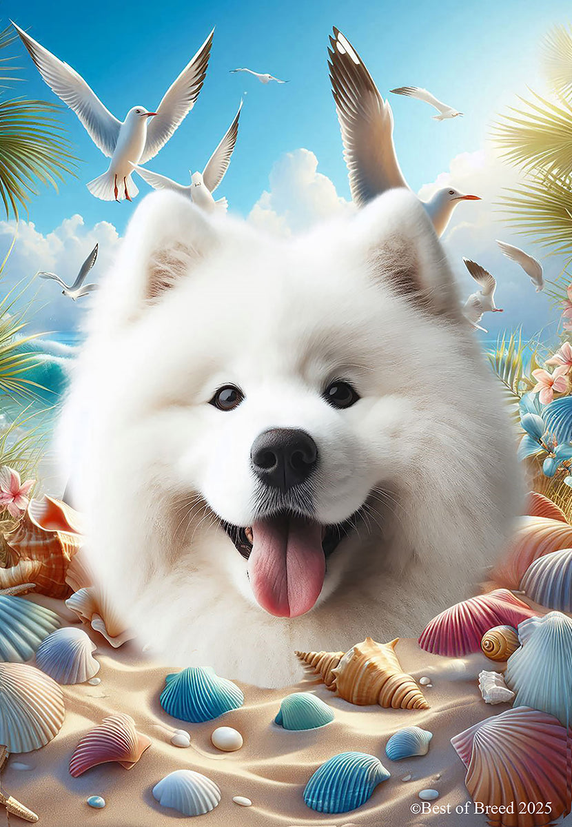 Samoyed - Best of Breed Summer Beach Outdoor House and Garden Flag