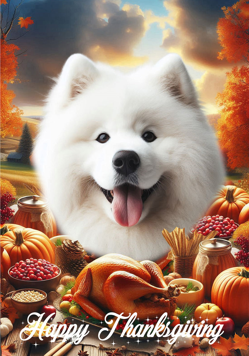 Samoyed - Best of Breed Thanksgiving Outdoor House and Garden Flag