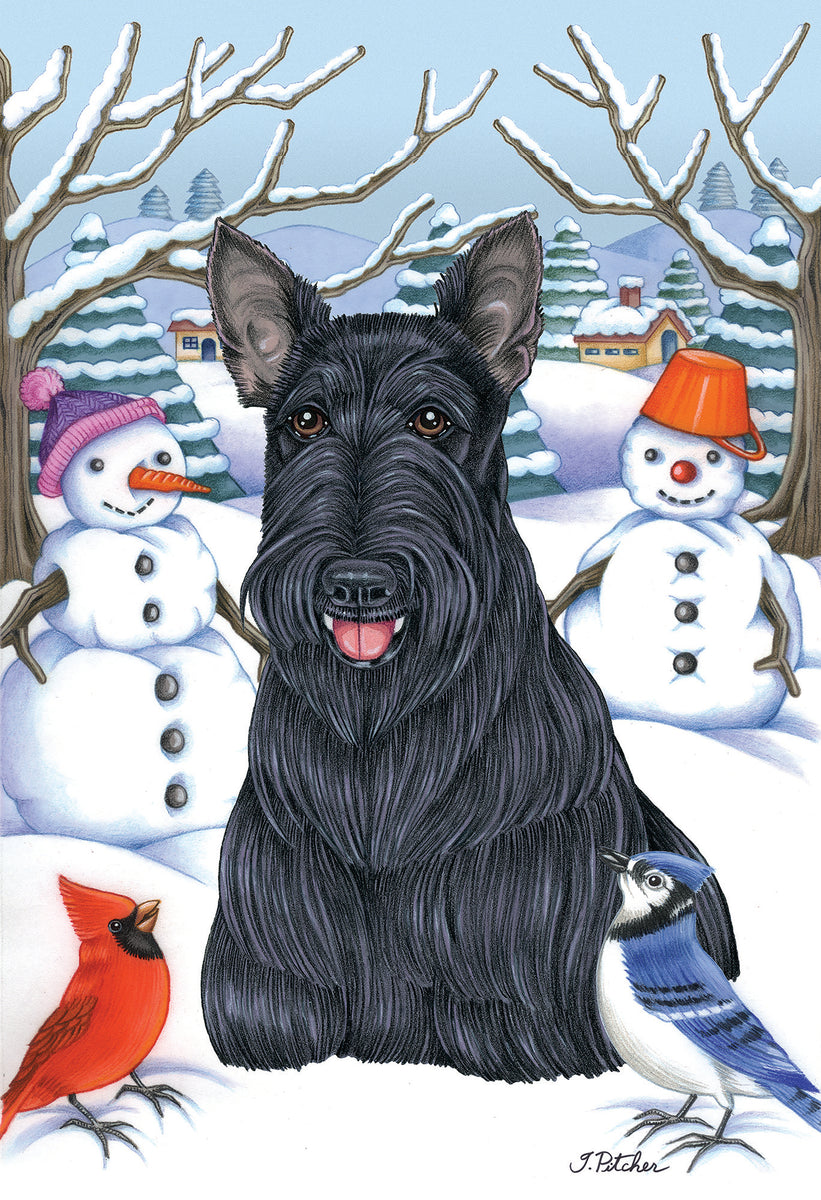 Scotty - Best of Breed Tomoyo Pitcher Winter Snowman Garden Flag 12" x