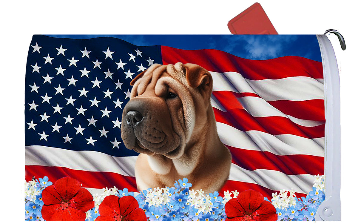 Shar Pei Fawn - Best of Breed Patriotic Mailbox Cover Hi-Grade Vinyl 6