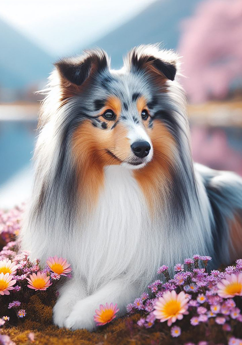 Sheltie Blue Merle - Best of Breed DCR Spring Outdoor Flag