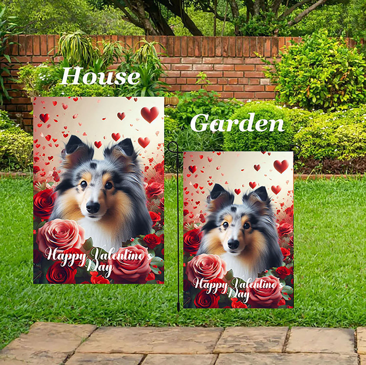 Sheltie Blue Merle - Best of Breed Valentine's Day Outdoor House and G