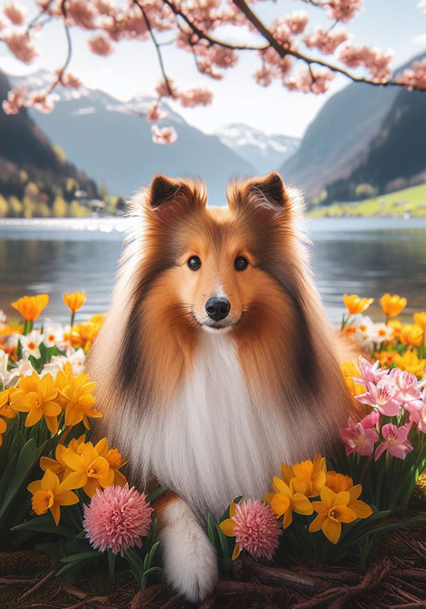 Sheltie Sable - Best of Breed DCR Spring Outdoor Flag