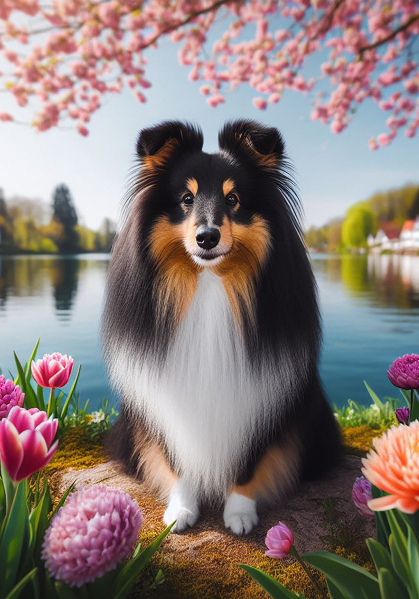 Sheltie Tri - Best of Breed DCR Spring Outdoor Flag