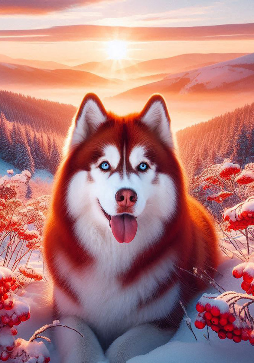 Siberian Husky Red - Best of Breed DCR Winter Berries Outdoor House an