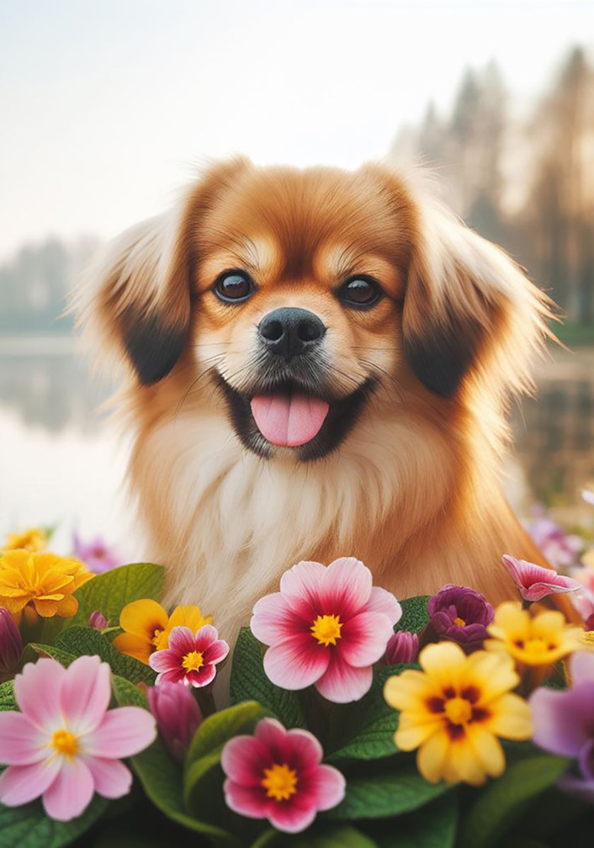 Tibetan Spaniel Fawn - Best of Breed DCR Spring Outdoor Flag