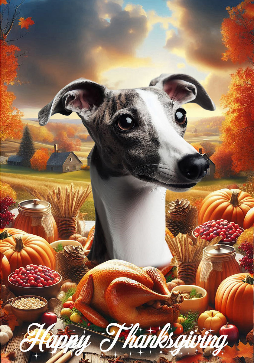 Whippet Grey/White- Best of Breed Thanksgiving Outdoor House and Garde