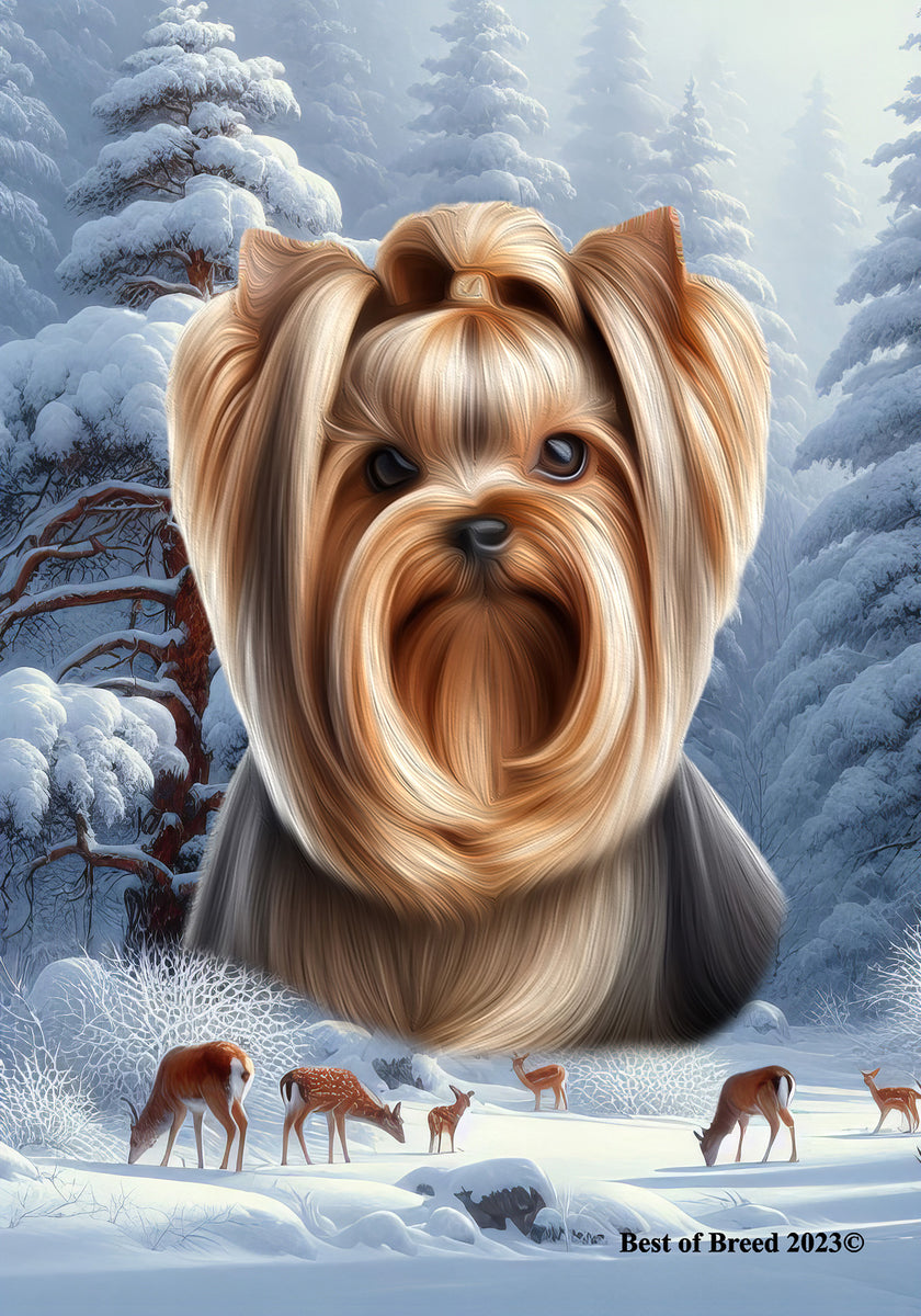 Yorkie Show Cut - Best of Breed Winter Wonderland Outdoor House and Ga