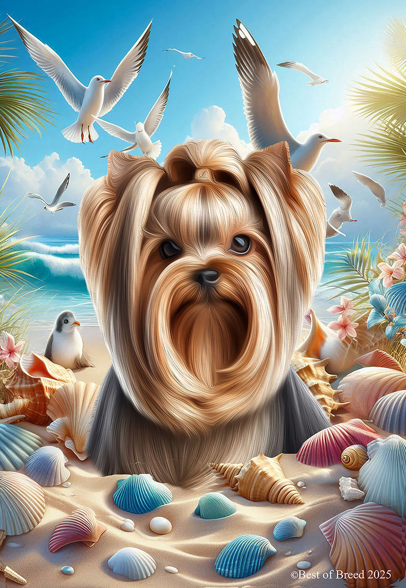 Yorkie Show Cut - Best of Breed Summer Beach Outdoor House and Garden
