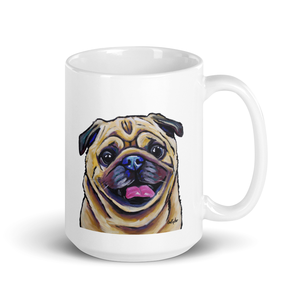 Pug Mug, Dog Coffee Mug, 15oz Pug Dog Mug