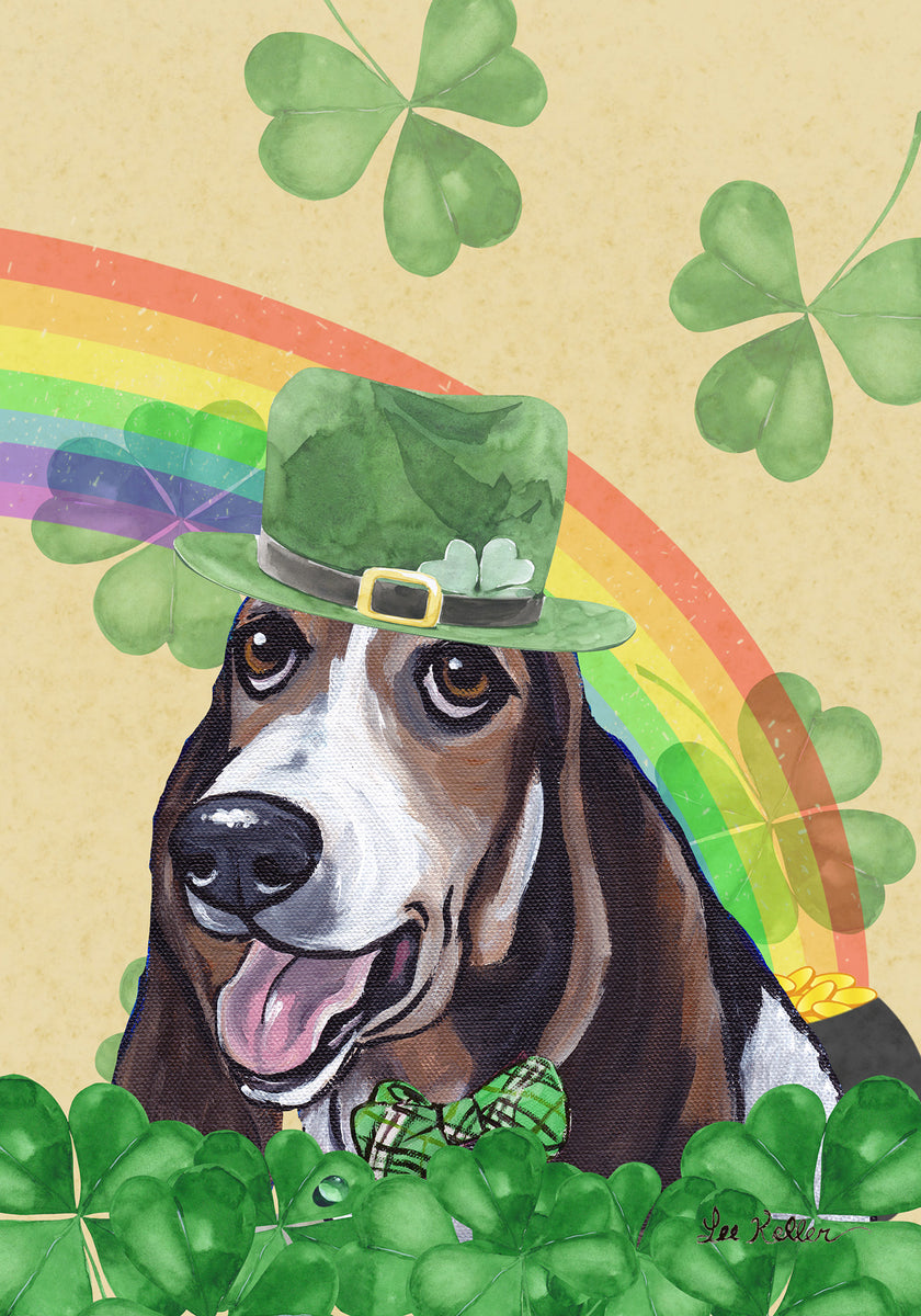 Basset Hound - Hippie Hound Studios Saint Patricks Day House and Garde