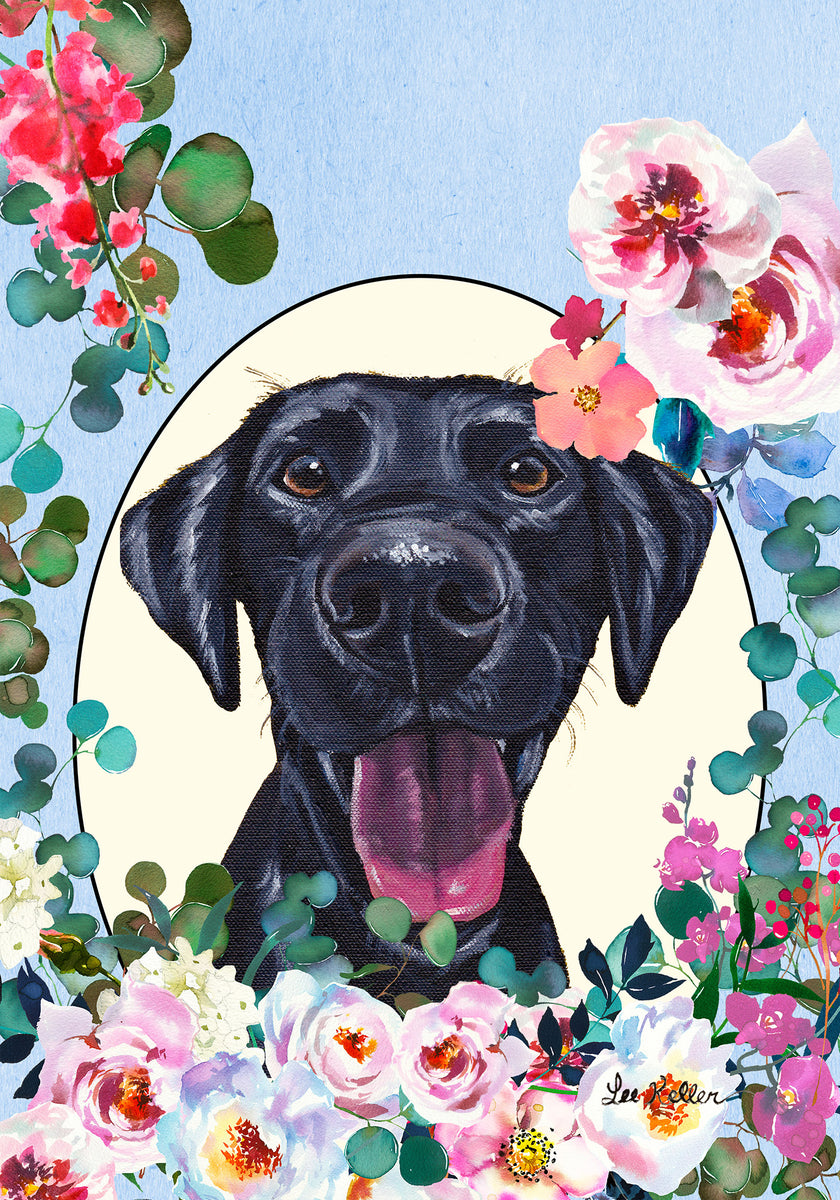 Black Labrador - Hippie Hound Studios Spring House and Garden Flags