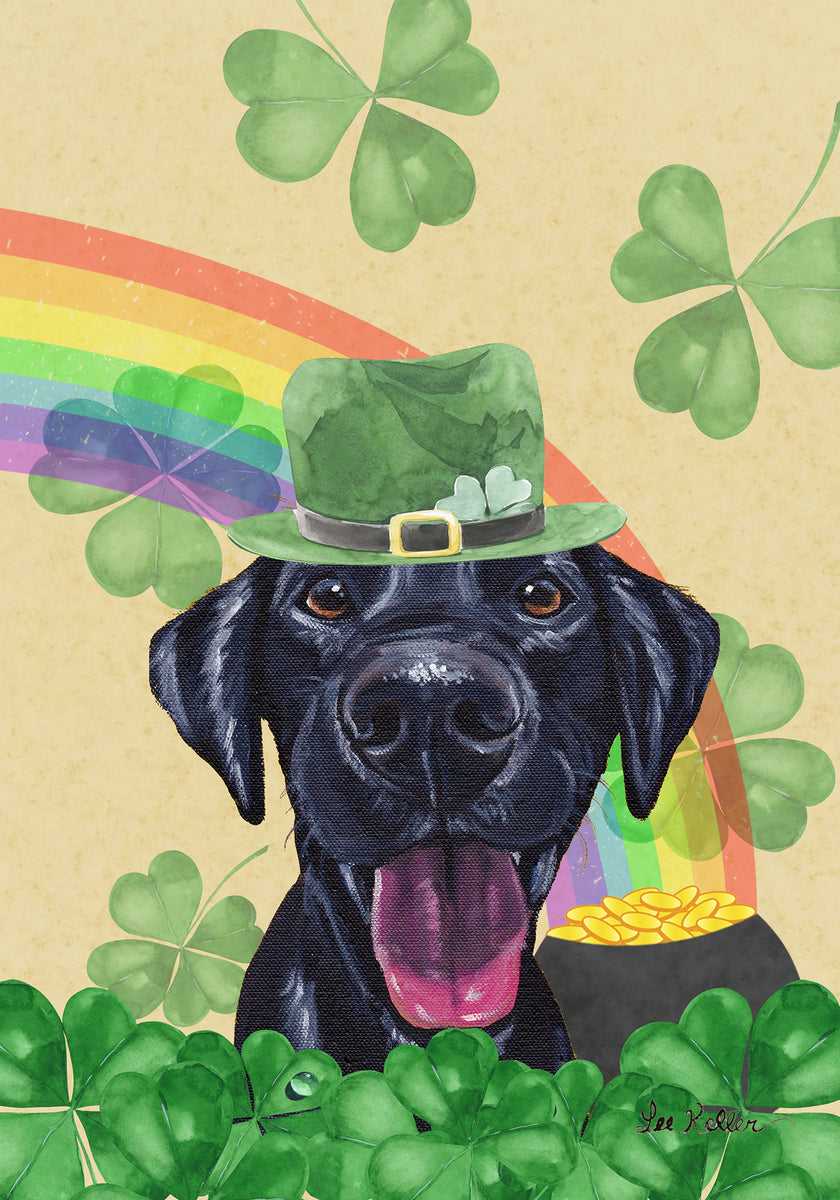 Black Labrador - Hippie Hound Studios Saint Patricks Day House and Gar