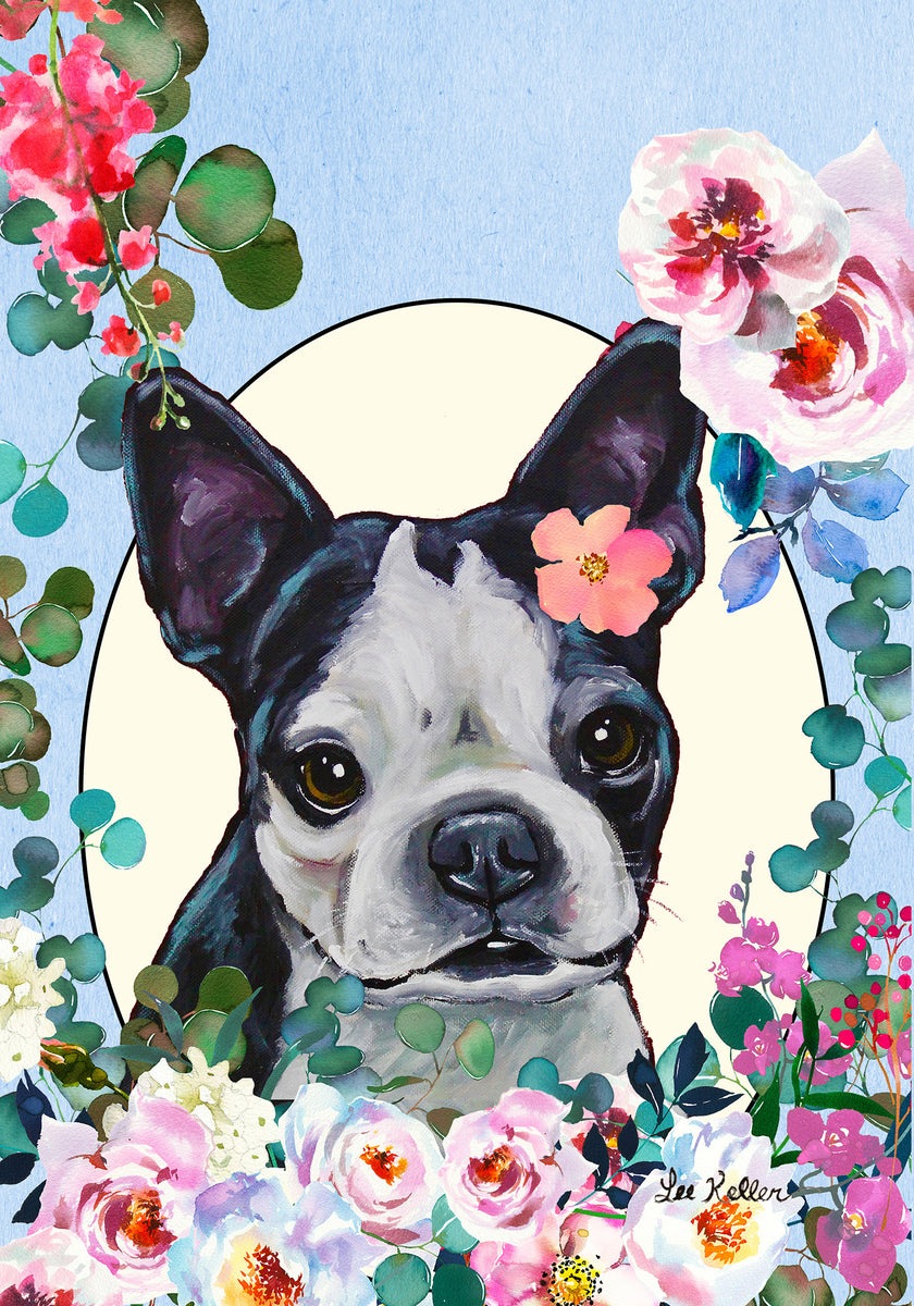 Boston Terrier - Hippie Hound Studios Spring House and Garden Flags