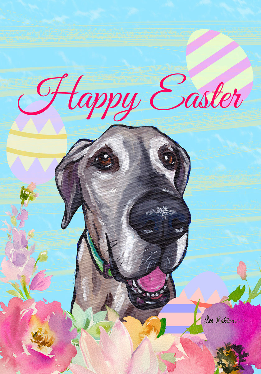 Great Dane - Hippie Hound Studios Easter House and Garden Flags
