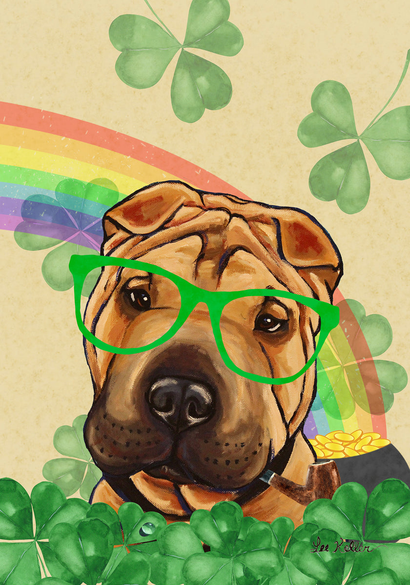 Shar Pei - Hippie Hound Studios Saint Patricks Day House and Garden Fl