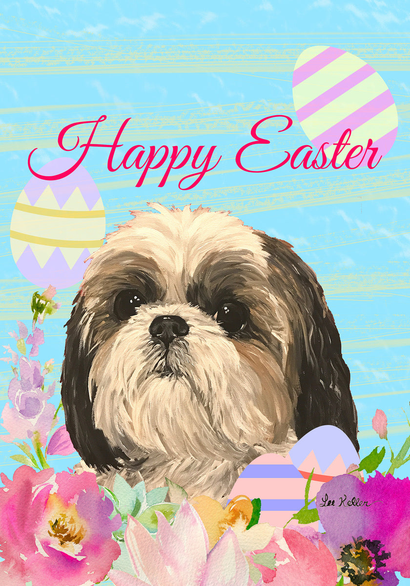 Shih Tzu - Hippie Hound Studios Easter House and Garden Flags