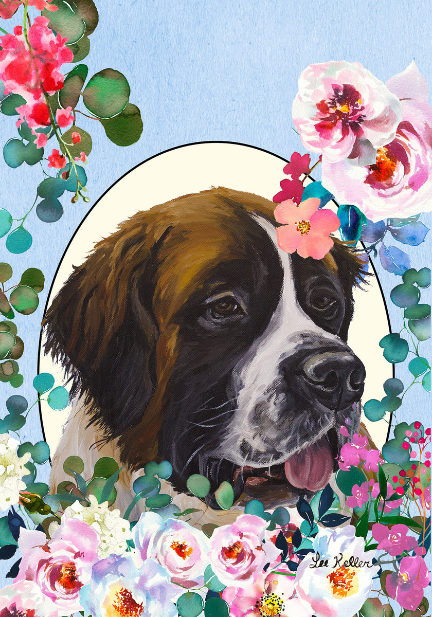 Saint Bernard - Hippie Hound Studios Spring House and Garden Flags