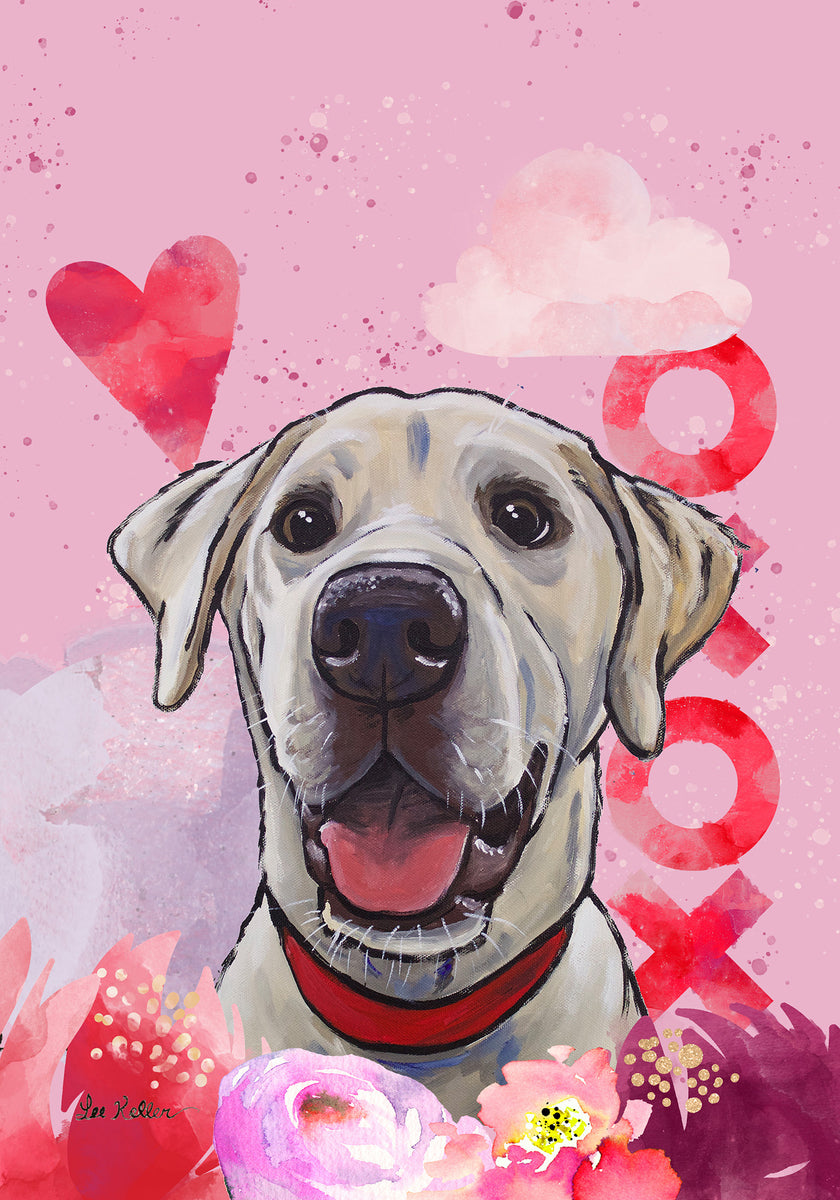 Labrador Yellow/White - Hippie Hound Studios Valentines House and Gard