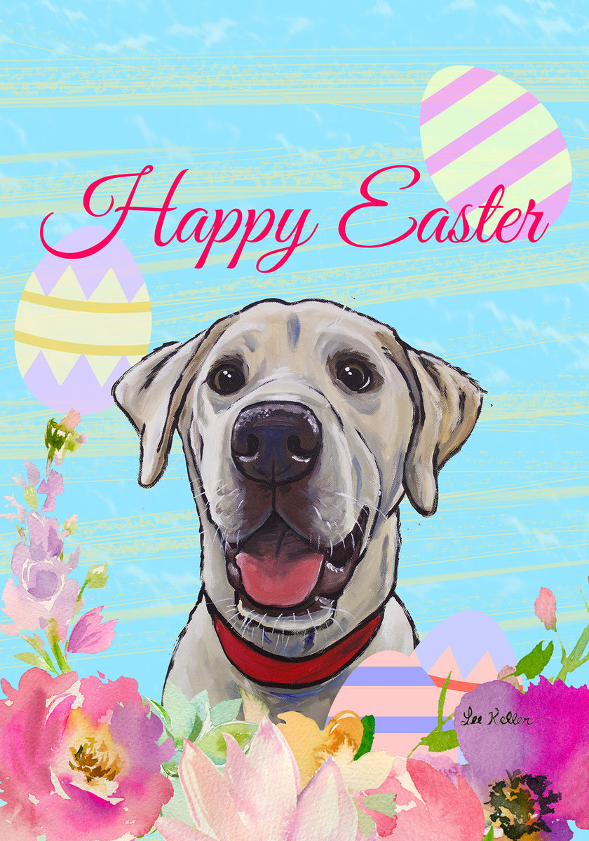 Labrador Yellow/White - Hippie Hound Studios Easter House and Garden F