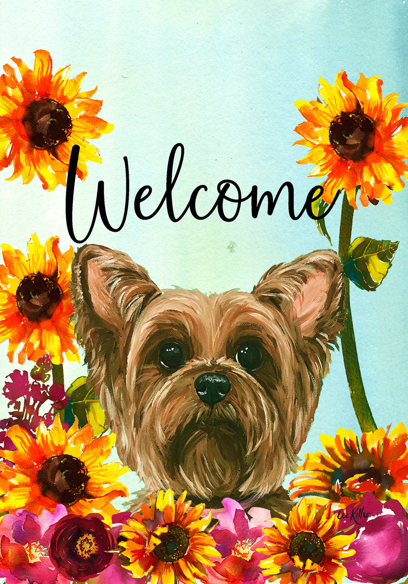 Yorkie - Hippie Hound Studios Welcome House and Garden Flags