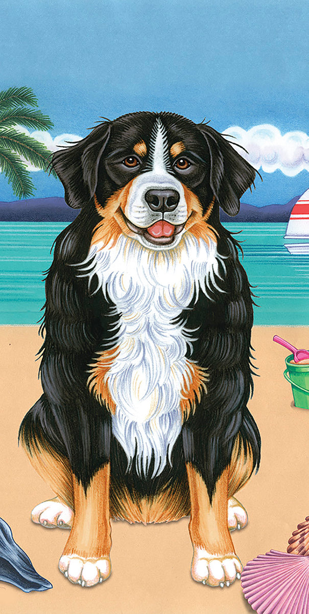 Bernese Mountain Dog - Best of Breed Terry Velour Microfiber Beach Tow