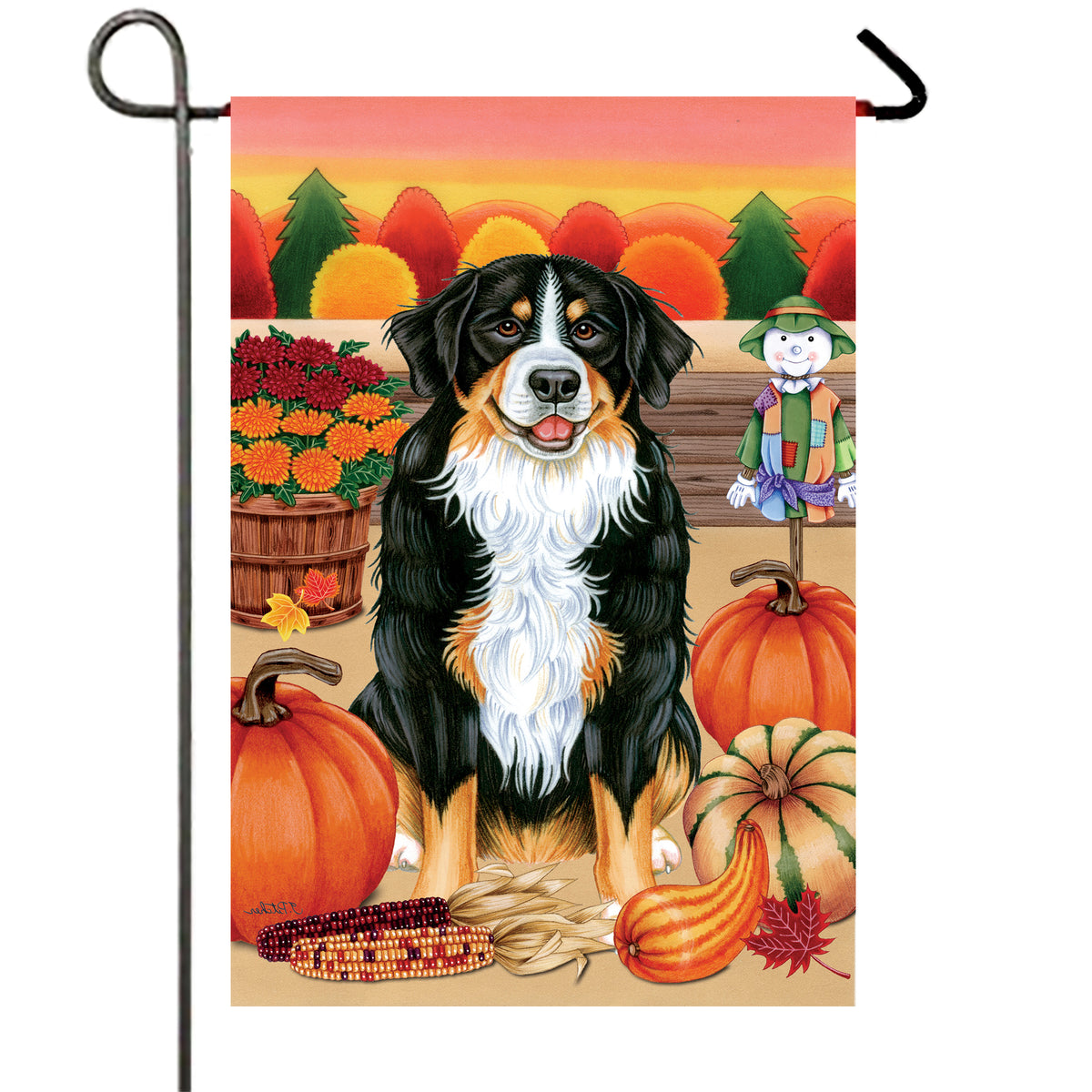 Bernese Mountain Dog - Best of Breed Autumn Harvest Outdoor Flag